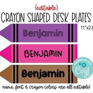Editable Crayon Desk Plate Template, Welcome Back to School Name Plates ...
