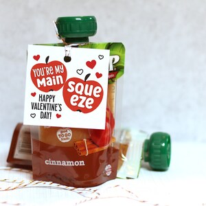 Applesauce Valentine Tag, You're My Main Squeeze, Fruit Pouch Tag ...