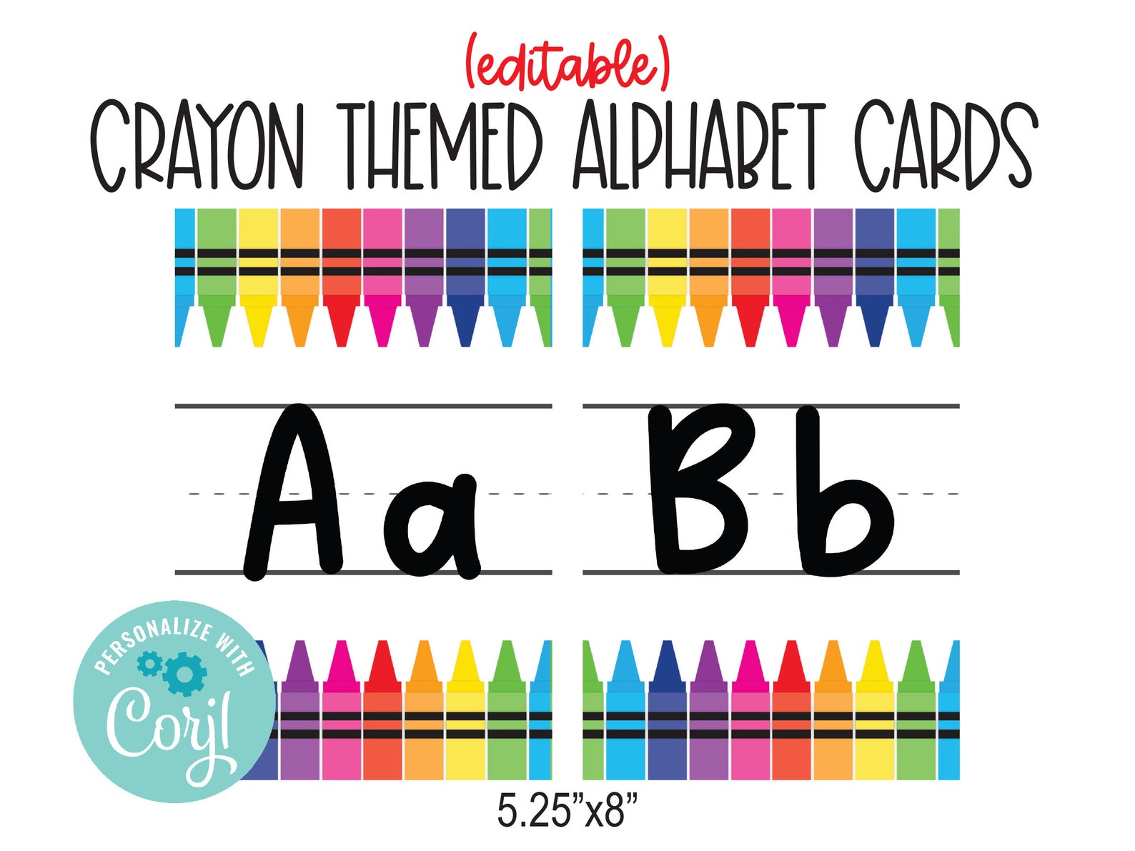 Editable Alphabet Poster Template Crayon Classroom Decor ABC - Etsy