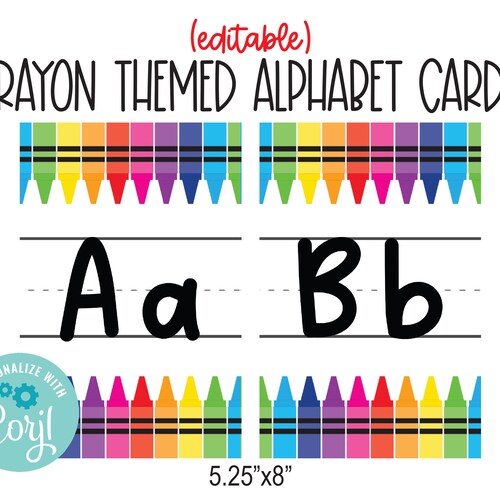 Editable Alphabet Poster Template Crayon Classroom Decor ABC - Etsy