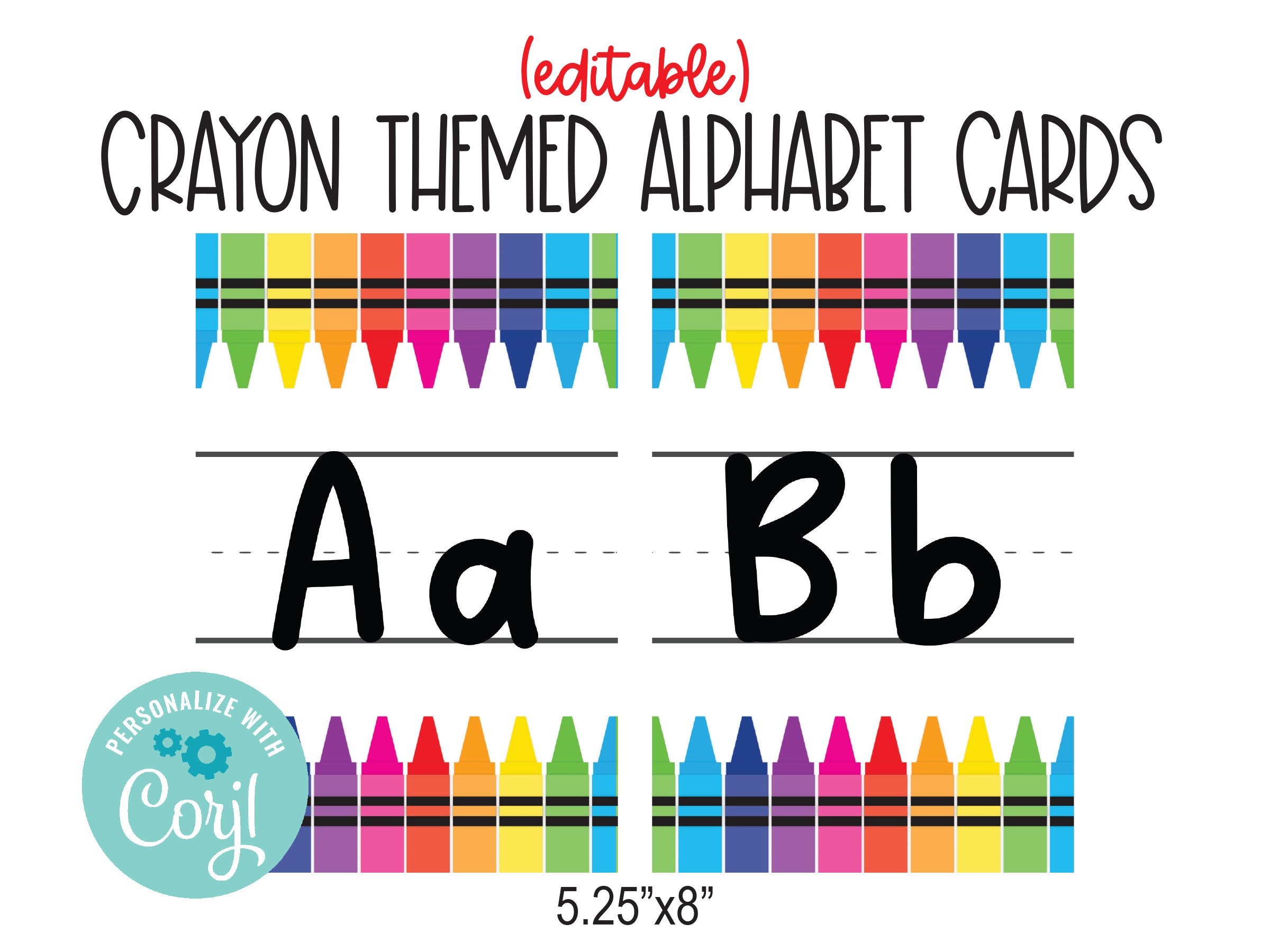 Editable Alphabet Poster Template Crayon Classroom Decor ABC - Etsy ...