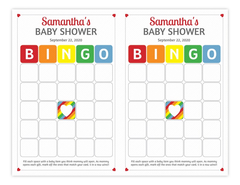Rainbow Baby Bingo Cards Baby Shower bingo cards Editable | Etsy
