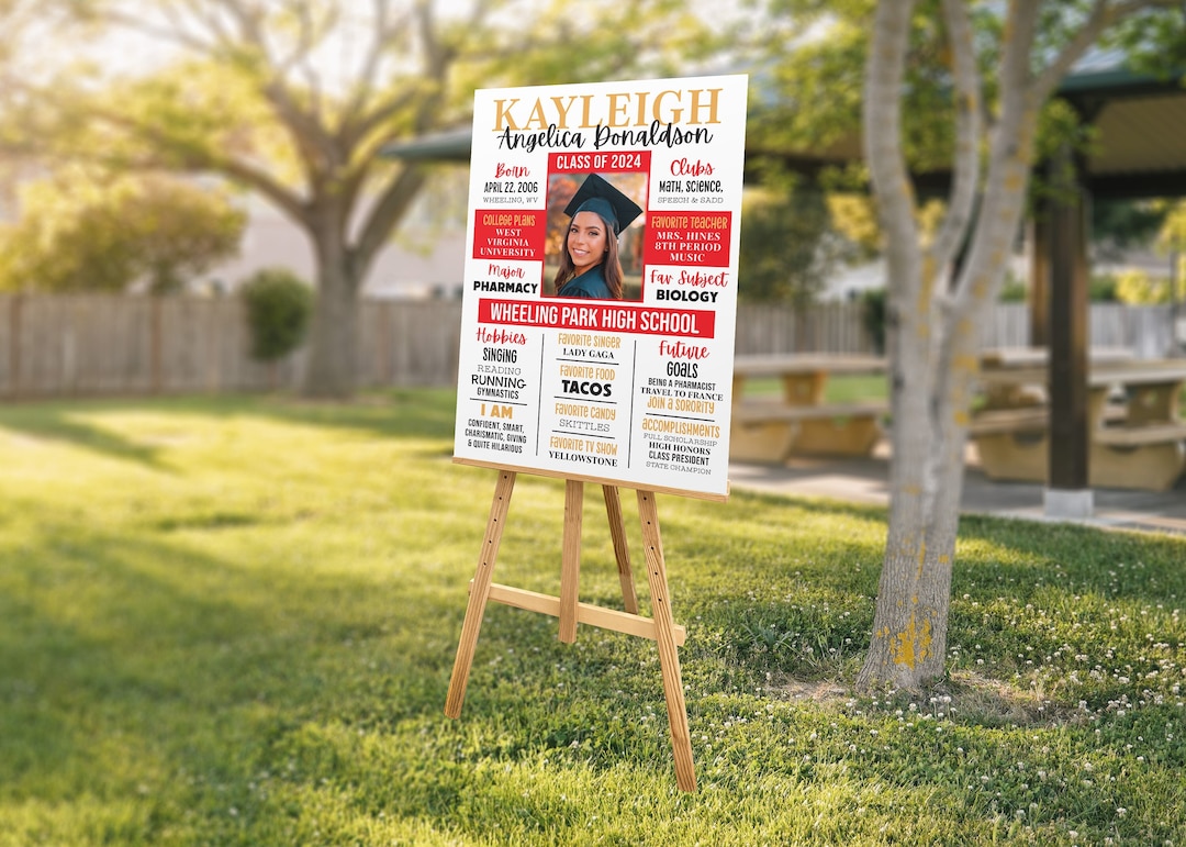 Graduation Photo Milestone Sign, Class of 2024, Senior Grad Party Sign ...