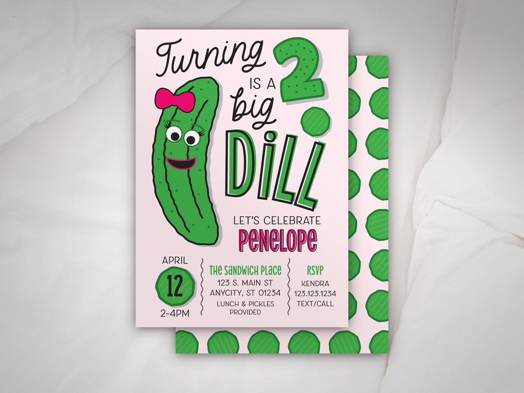 Pickle Birthday Invitation Girl, Kids Birthday Invite, Big Dill ...