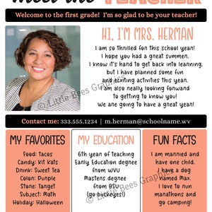 Editable Meet the Teacher Template, Welcome Back to School Sheet ...