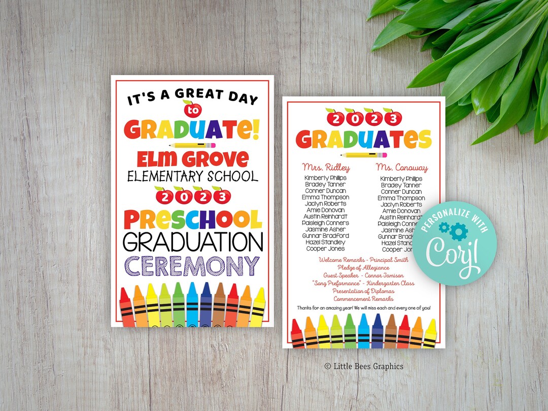 Preschool Graduation Ceremony Program Template, Editable Prek ...