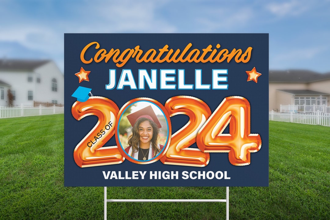 Printed Graduation Yard Sign, H-stake Included, Class of 2024, Senior ...