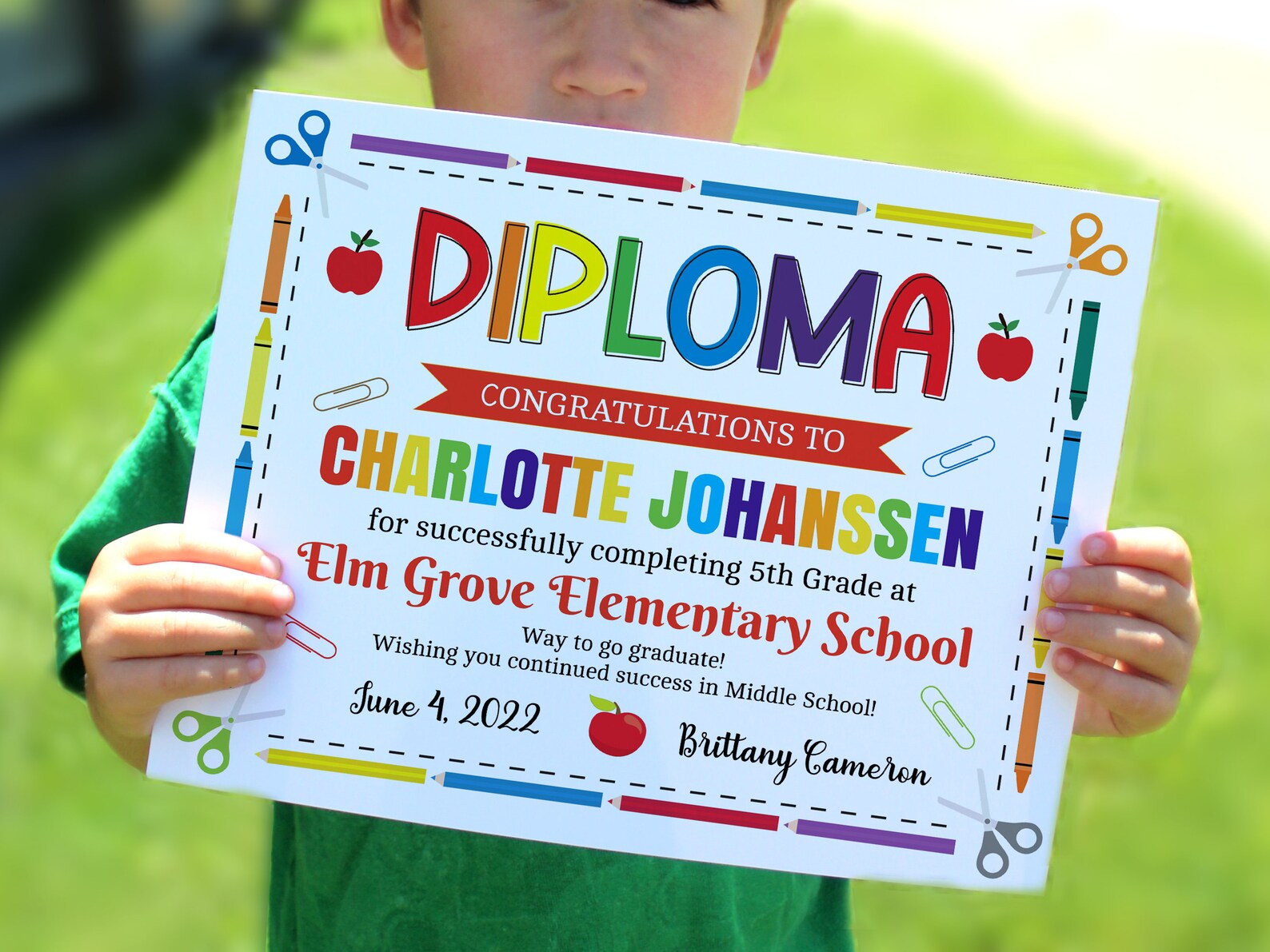 Editable 5th Grade Diploma Graduation Certificate - Etsy