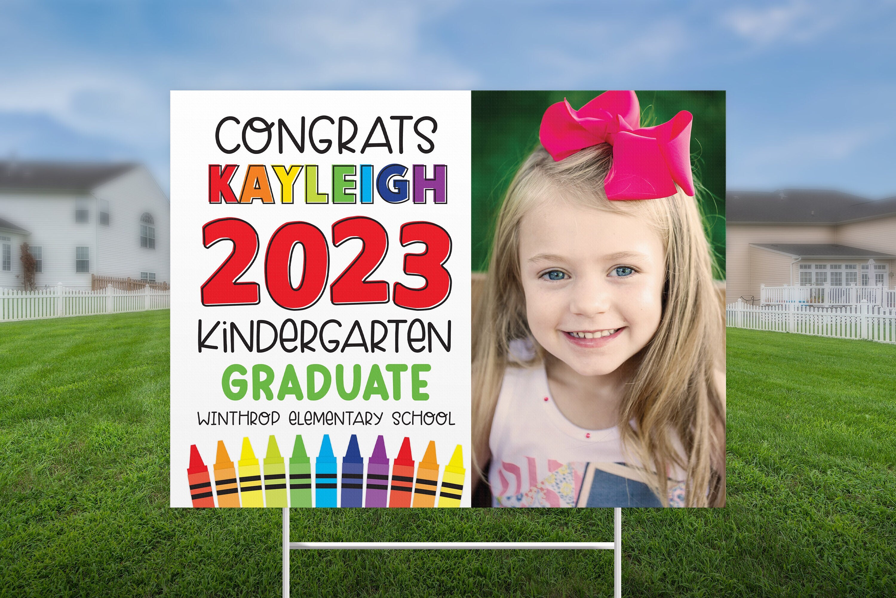 Kindergarten Graduation Yard Sign, Printed Sign With H-stake Included ...