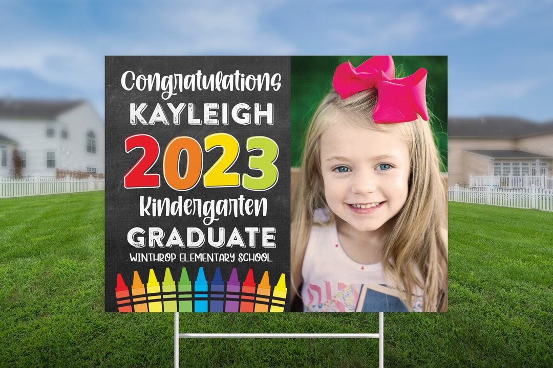 Printed Kindergarten Graduation Yard Sign, H-stake Included, Class of ...