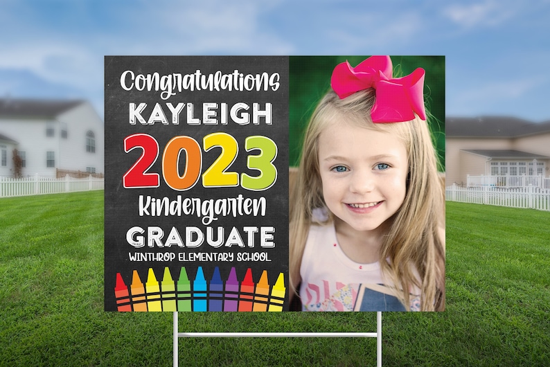Printed Kindergarten Graduation Yard Sign, H-stake Included, Class of ...