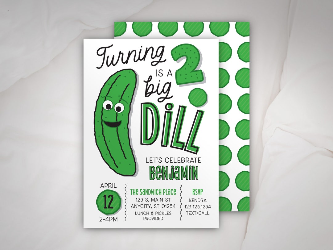 Pickle Birthday Invitation, Kids Birthday Invite, Big Dill Birthday ...