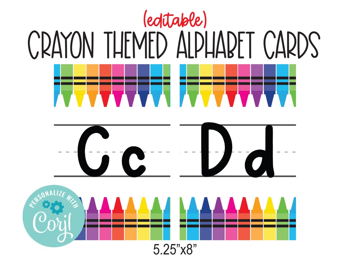 Editable Alphabet Poster Template Crayon Classroom Decor ABC - Etsy
