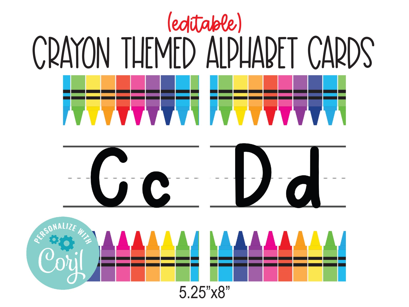 Editable Alphabet Poster Template Crayon Classroom Decor ABC - Etsy