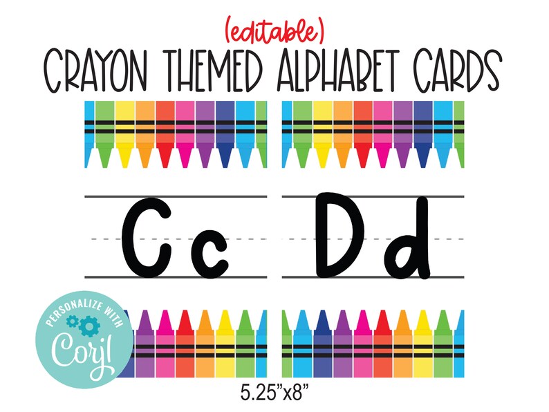 Editable Alphabet Poster Template Crayon Classroom Decor ABC - Etsy