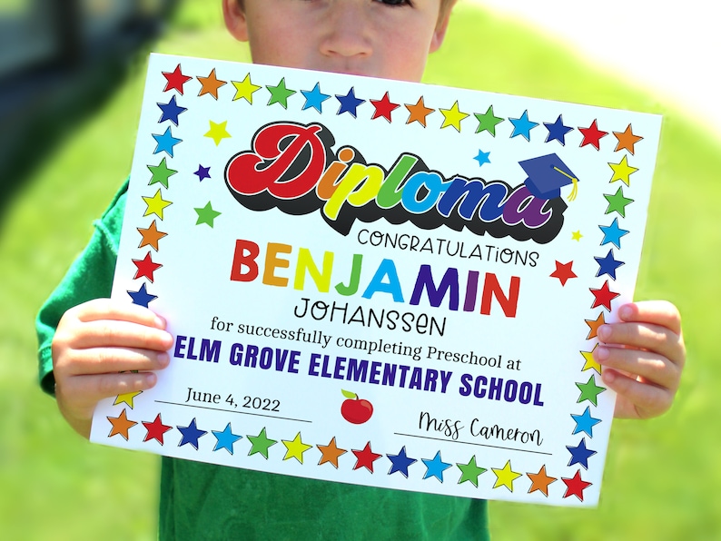 Editable Preschool Diploma Graduation Certificate - Etsy