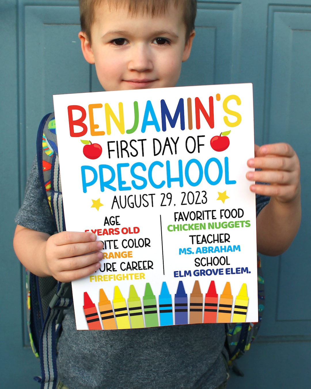 First Day of School Sign, Editable Preschool Sign Template, Printable ...