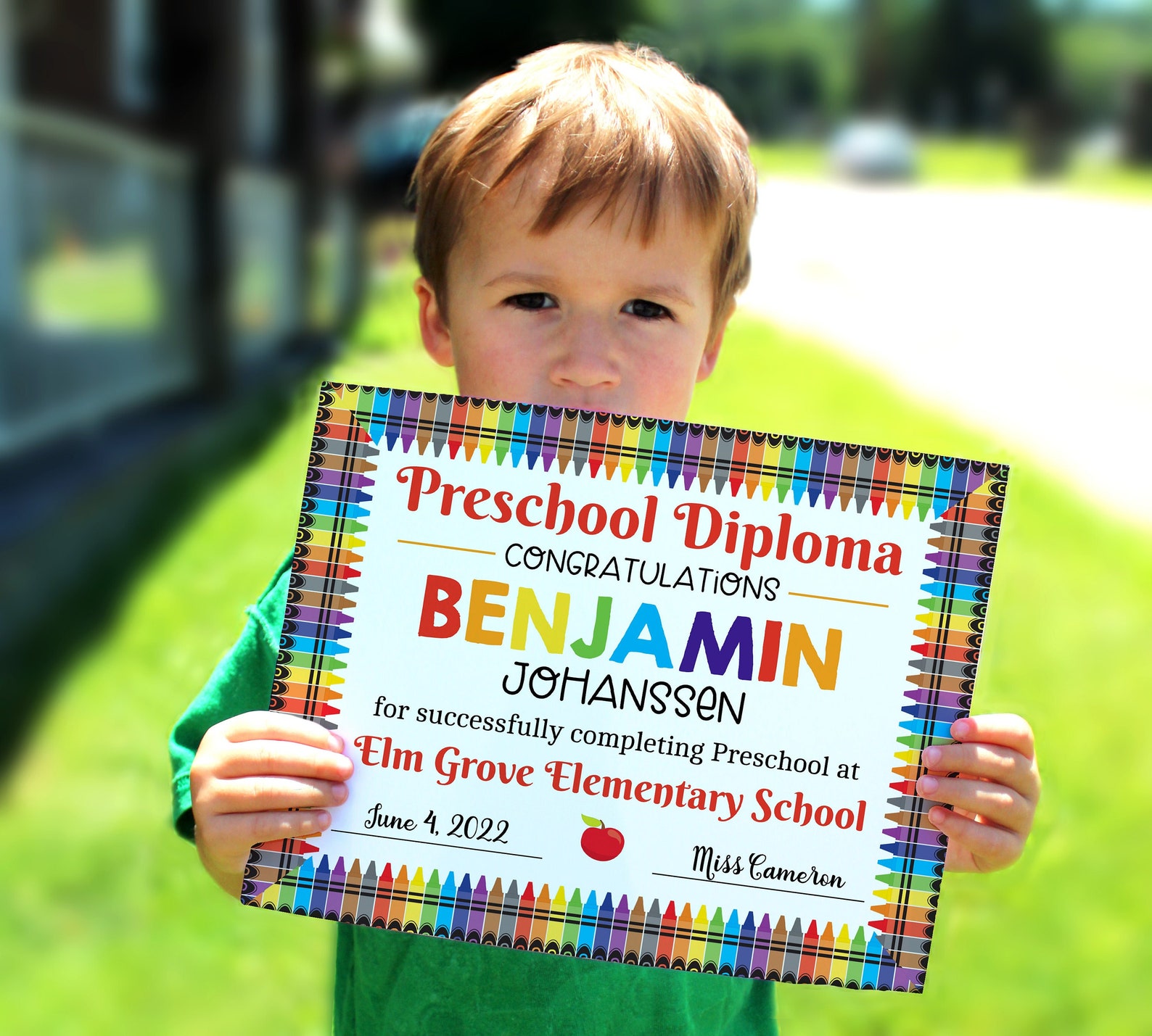 Editable Preschool Diploma, Graduation Certificate, Personalized School ...