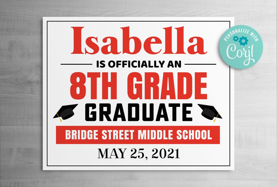 Editable 8th Grade Graduation Sign Personalized School Sign - Etsy