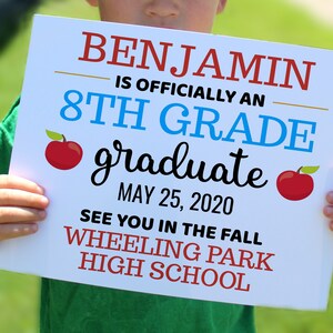 Editable 8th Grade Graduation Sign, Personalized School Sign, Printable ...
