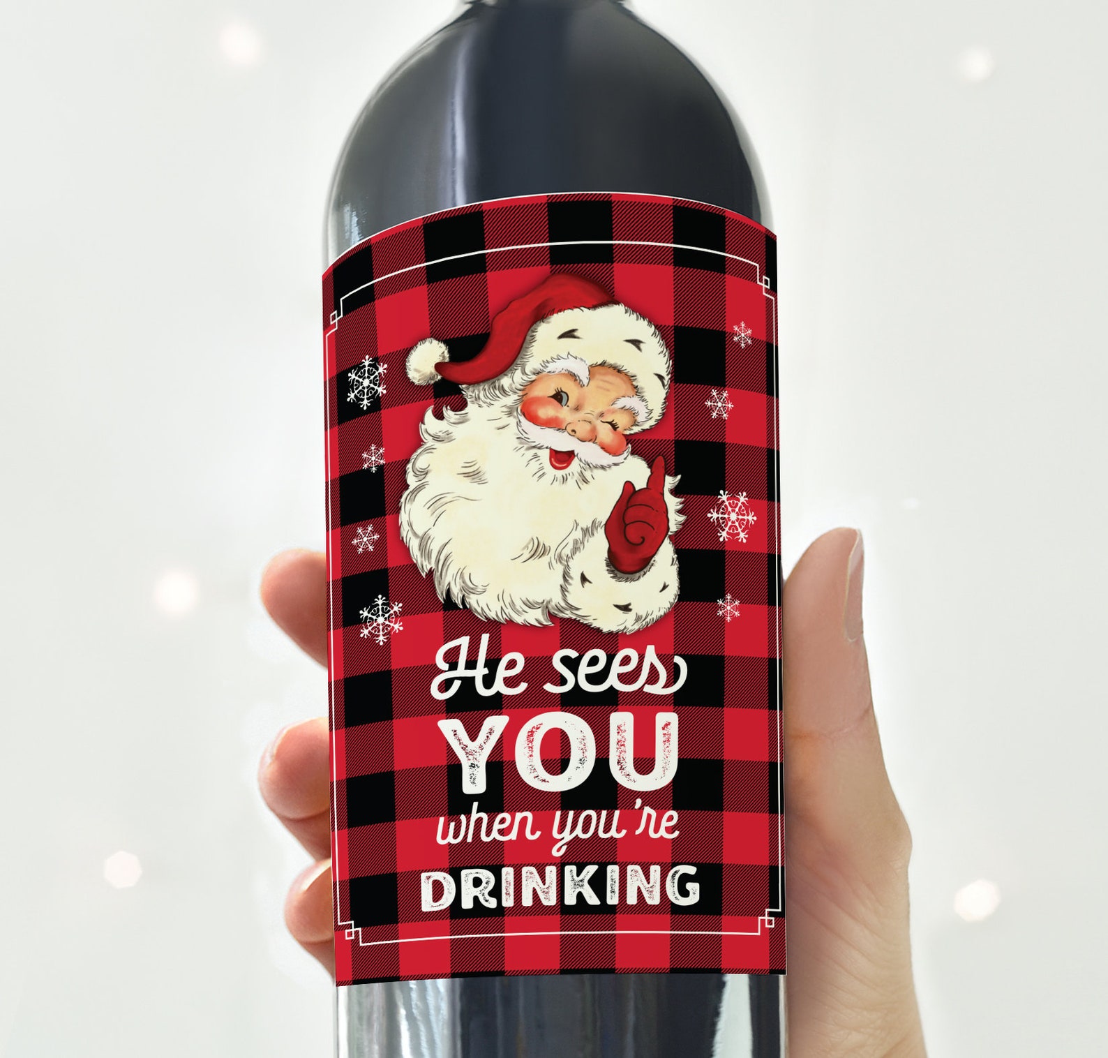 Printable Christmas Wine Label, Funny Vintage Santa Label, Holiday Wine ...