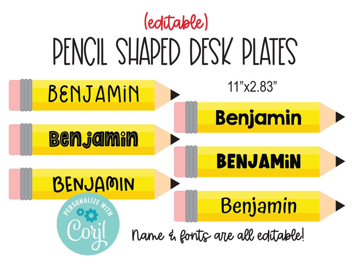 Editable Pencil Desk Plate Template Welcome Back to School - Etsy