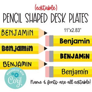 Editable Pencil Desk Plate Template, Welcome Back to School Name Plates ...