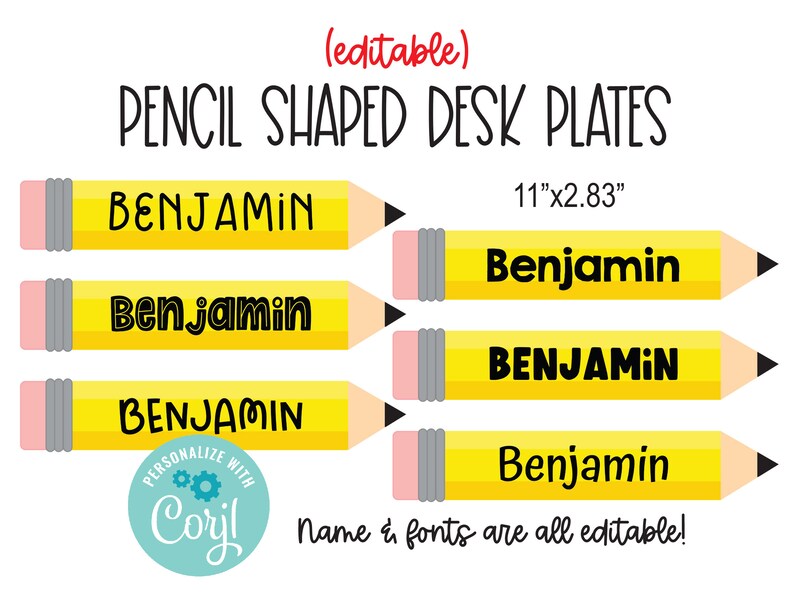 Editable Pencil Desk Plate Template Welcome Back to School - Etsy