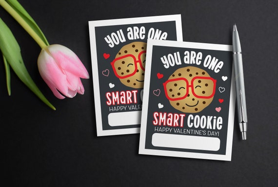 Chocolate Chip Cookie Valentine Card One Smart Cookie Themed | Etsy