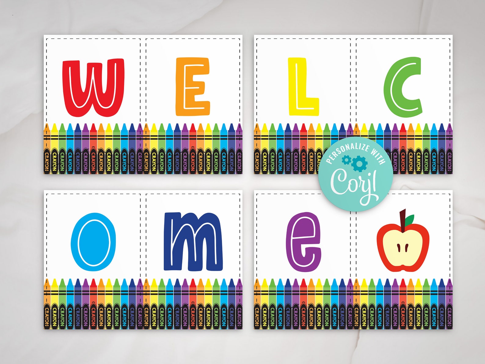 Editable Welcome Banner School Bunting Letters Personalized - Etsy