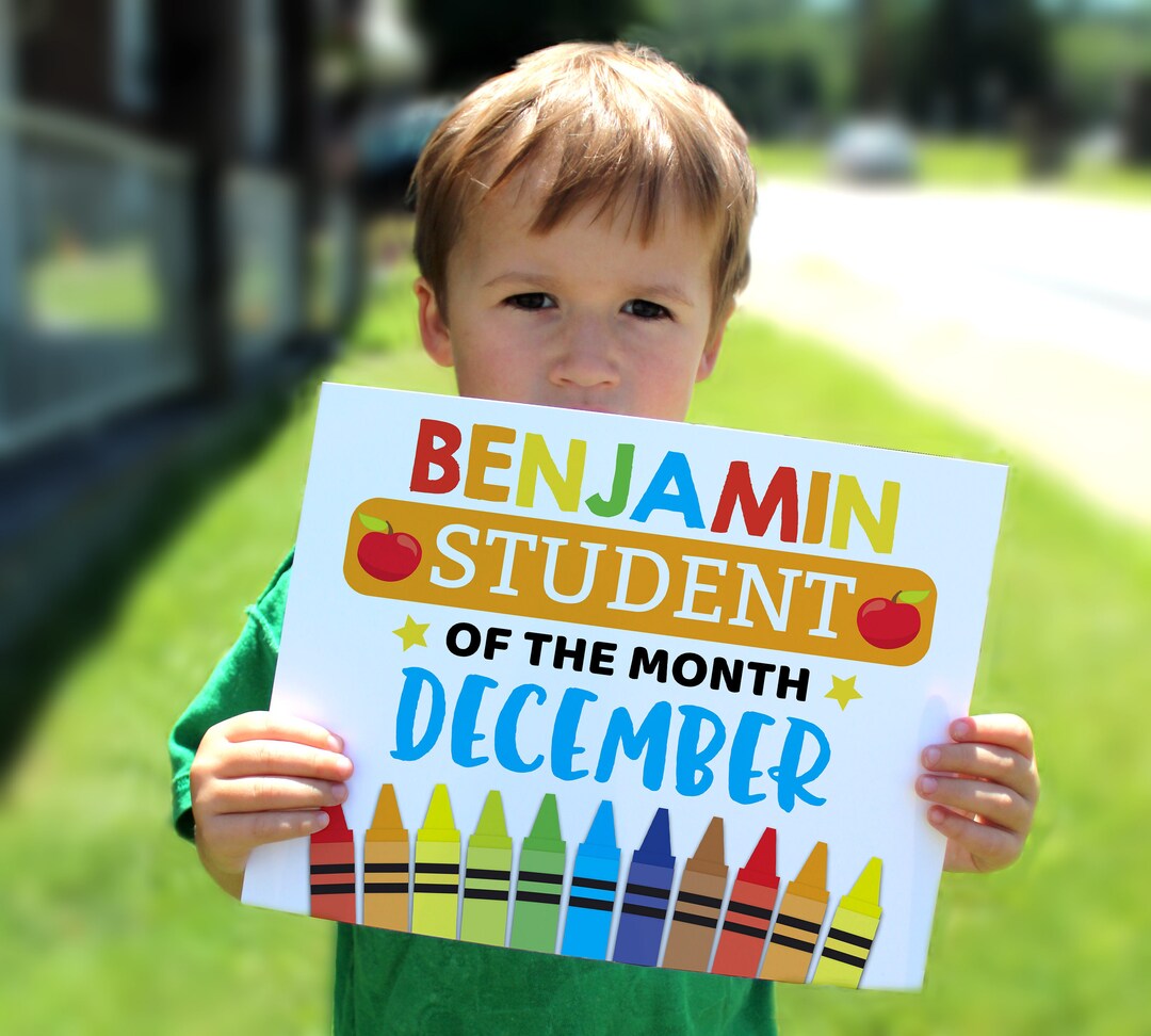 Editable Student of the Month Sign, School Award, School Certificate ...