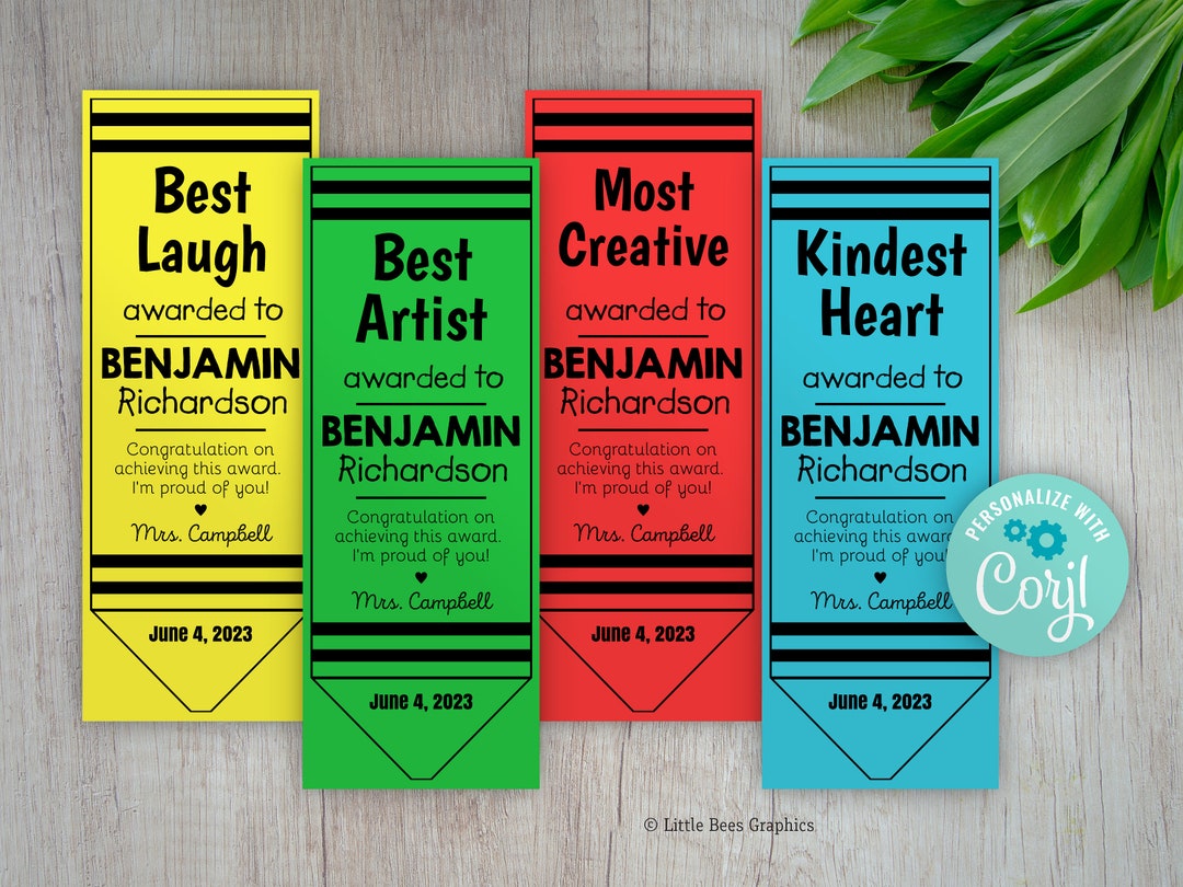 Editable Ribbon Awards Template, End of the Year Awards, Personalized ...