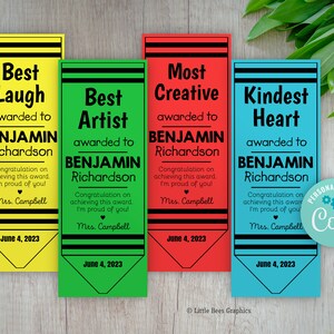 Editable Ribbon Awards Template, End of the Year Awards, Personalized ...