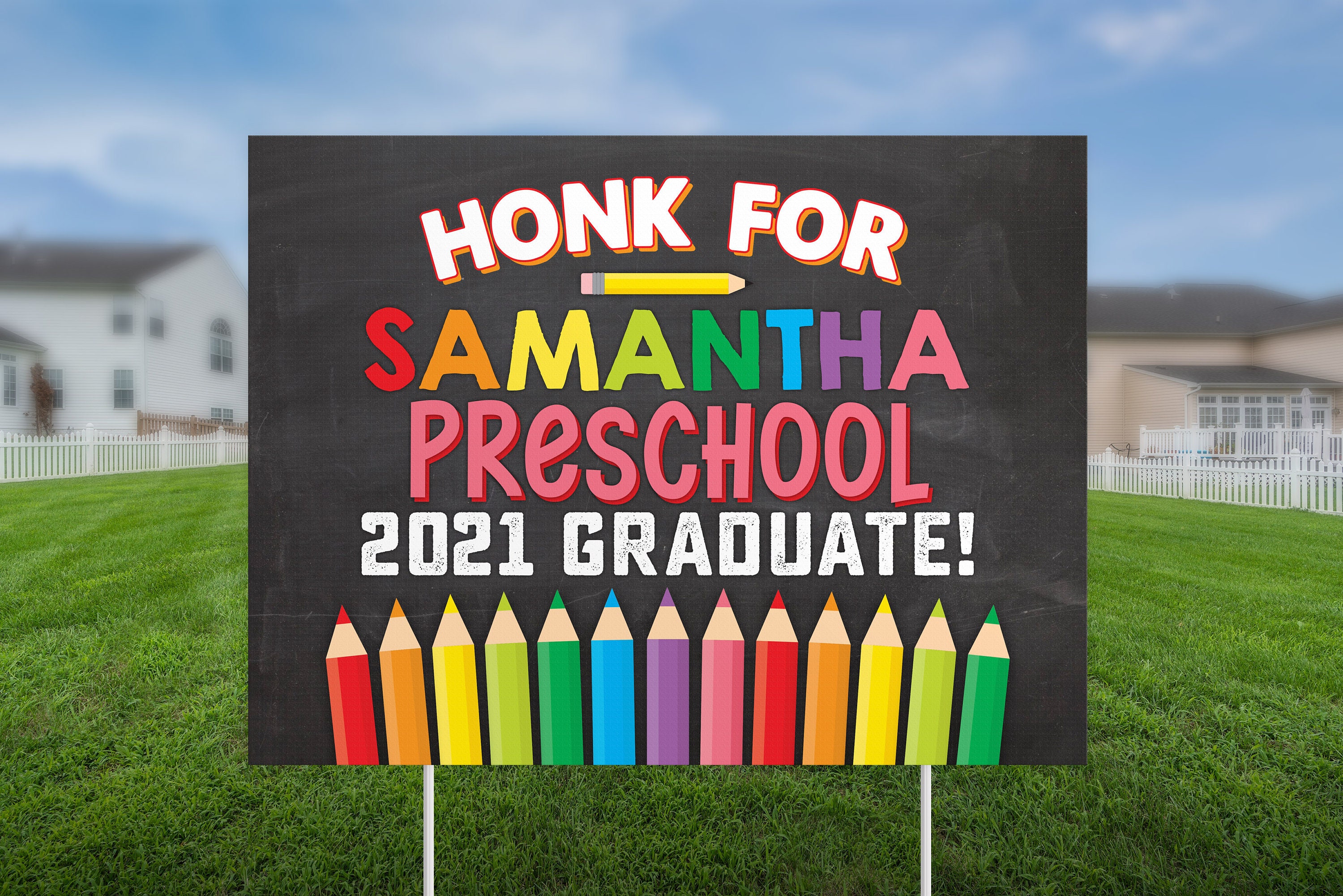 Printed Preschool Graduation Yard Sign, Honk for the Grad Sign ...