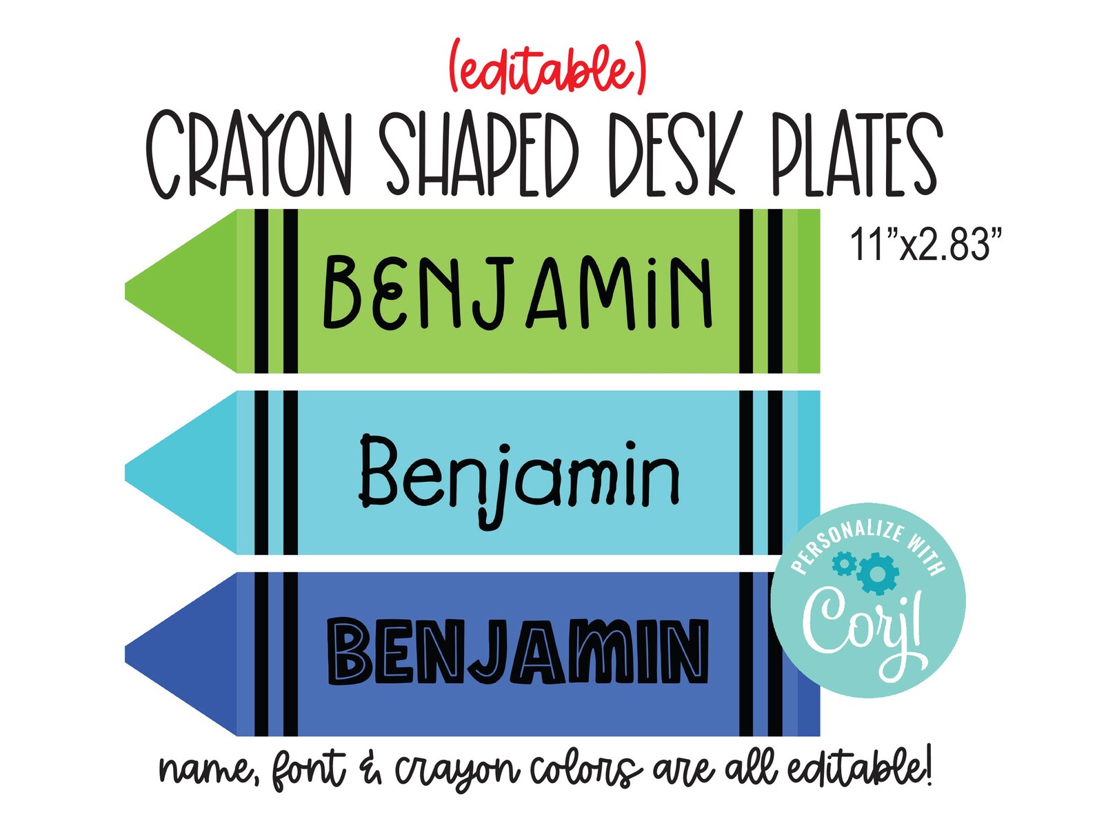 Editable Crayon Desk Plate Template, Welcome Back to School Name Plates ...