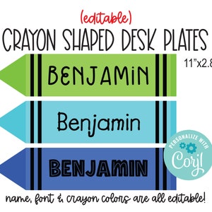 Editable Crayon Desk Plate Template, Welcome Back to School Name Plates ...