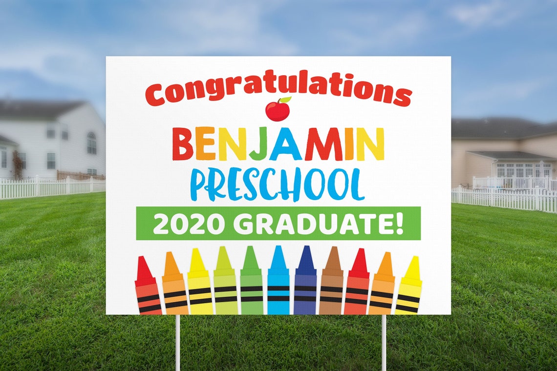 Editable Preschool Graduation Yard Sign Quarantine Grad Sign - Etsy