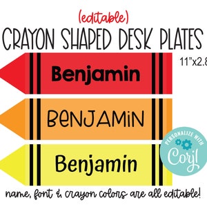 Editable Crayon Desk Plate Template, Welcome Back to School Name Plates ...