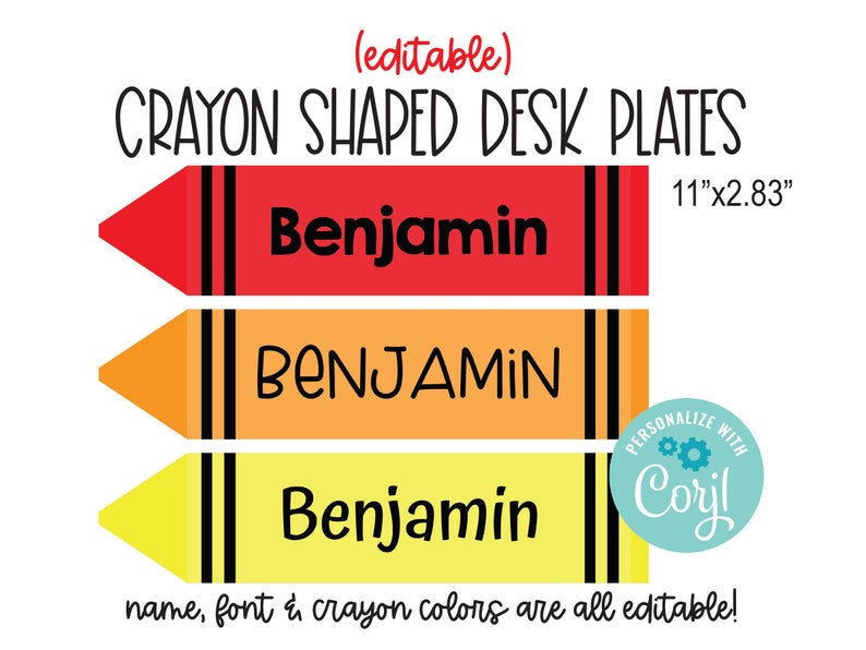 Editable Crayon Desk Plate Template, Welcome Back to School Name Plates ...