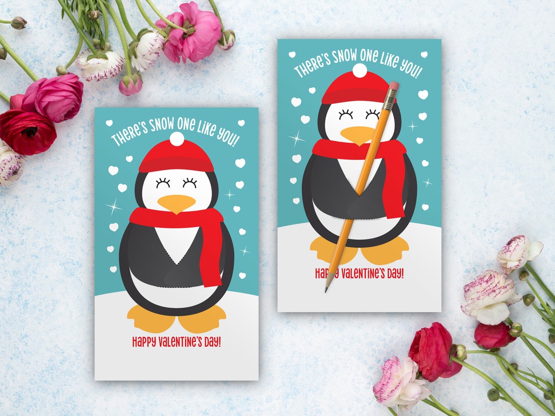 Penguin Valentine Card, Pencil Lollipop Hugger Card, Classroom ...