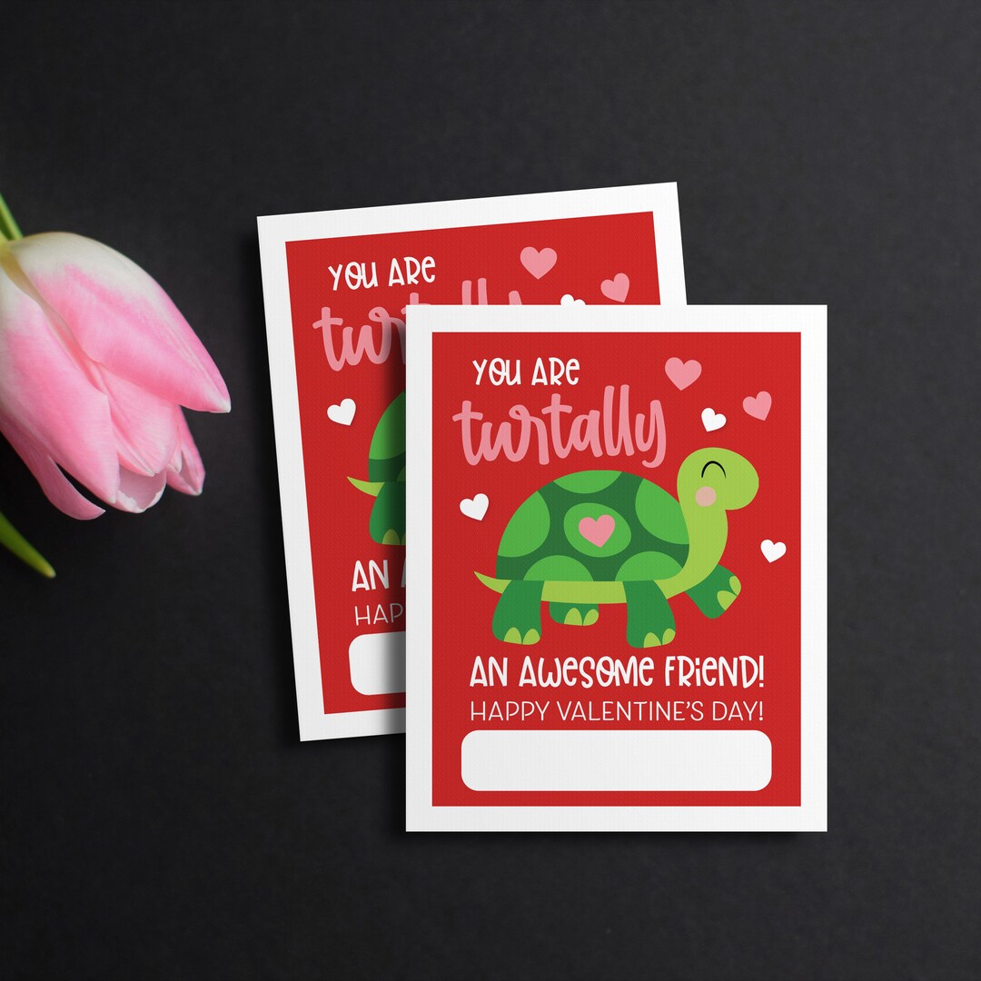 Turtle Valentine Card, Turtally Awesome, Classroom Valentine Exchange ...