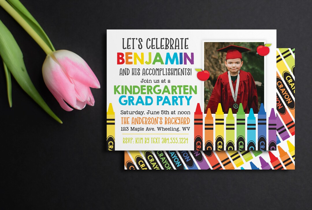 Kindergarten Graduation Party Invitation, Grad Party Celebration ...