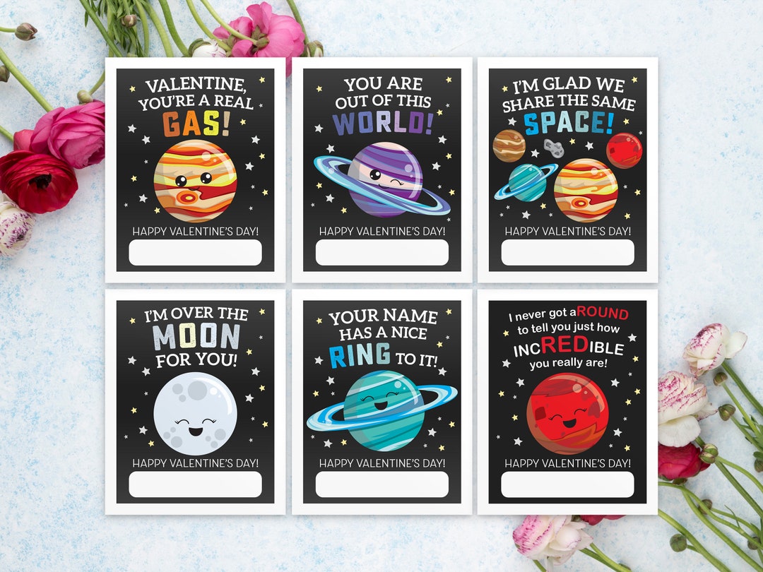 Solar System Valentine Card, Space Themed School Valentine, Printable ...