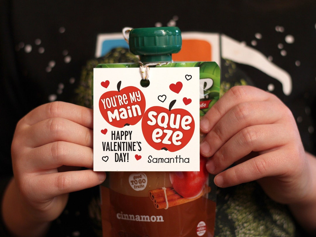 Applesauce Valentine Tag, You're My Main Squeeze, Fruit Pouch Tag ...