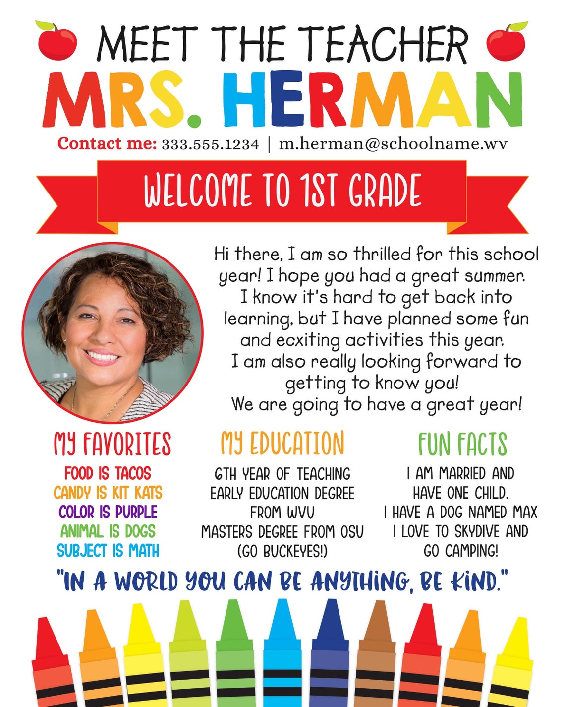 Editable Meet the Teacher Template Welcome Back to School - Etsy