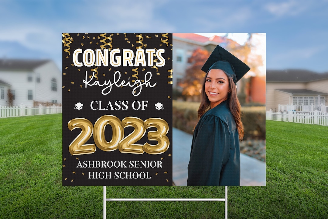 Printed Graduation Yard Sign, H-stake Included, Class of 2024, Senior ...