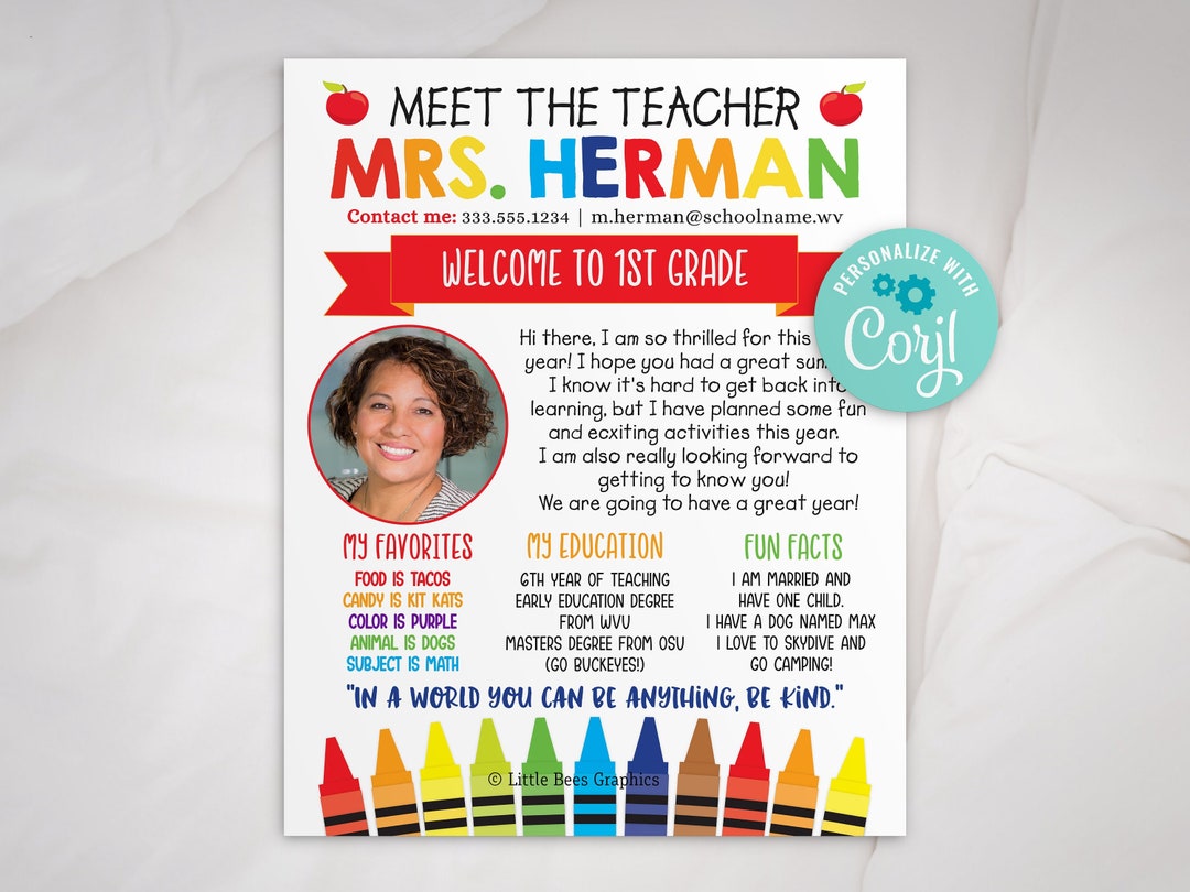 Editable Meet the Teacher Template, Welcome Back to School Sheet ...