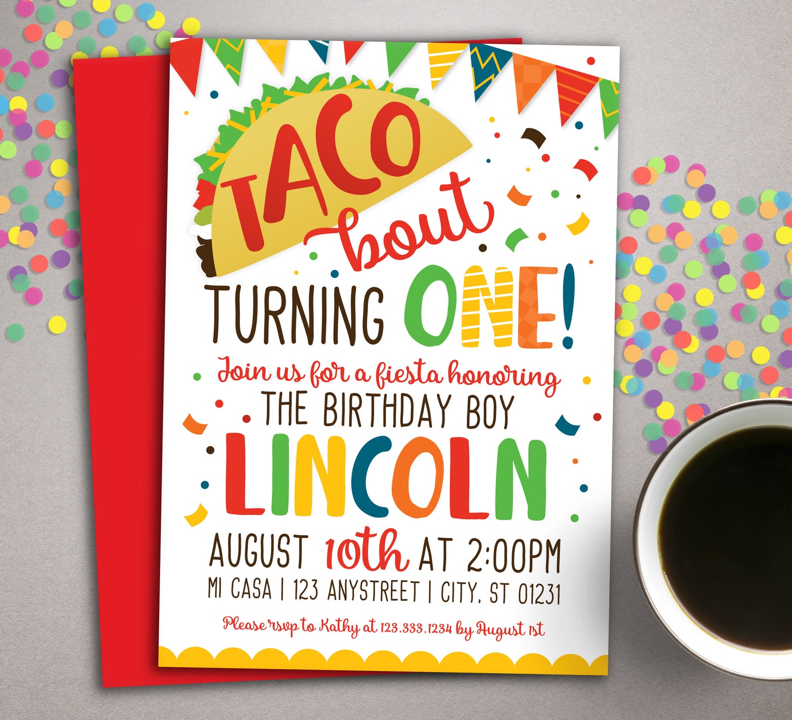Printable Taco Birthday Invitation, Taco 1st Birthday Invite, Fiesta ...