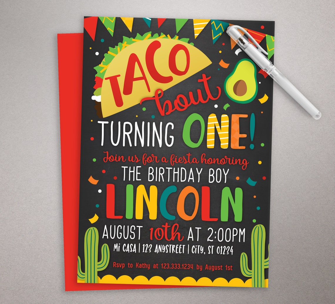 Fiesta Birthday Invitation Taco 1st Birthday Invite Fiesta - Etsy