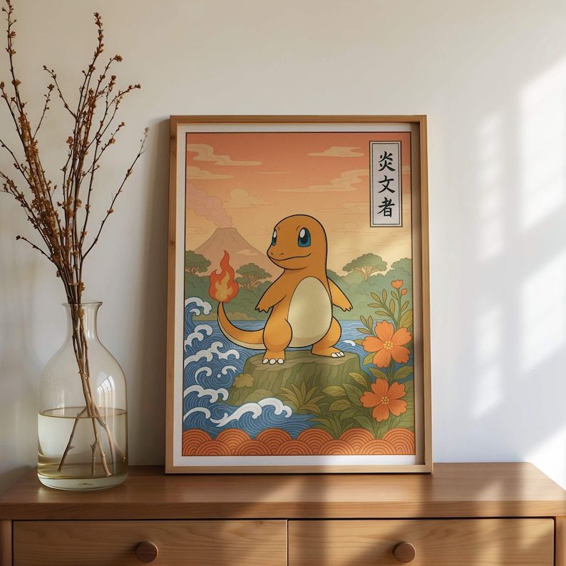 Charmander Poster, Japanese Art Style, Anime Decor (digital Download ...